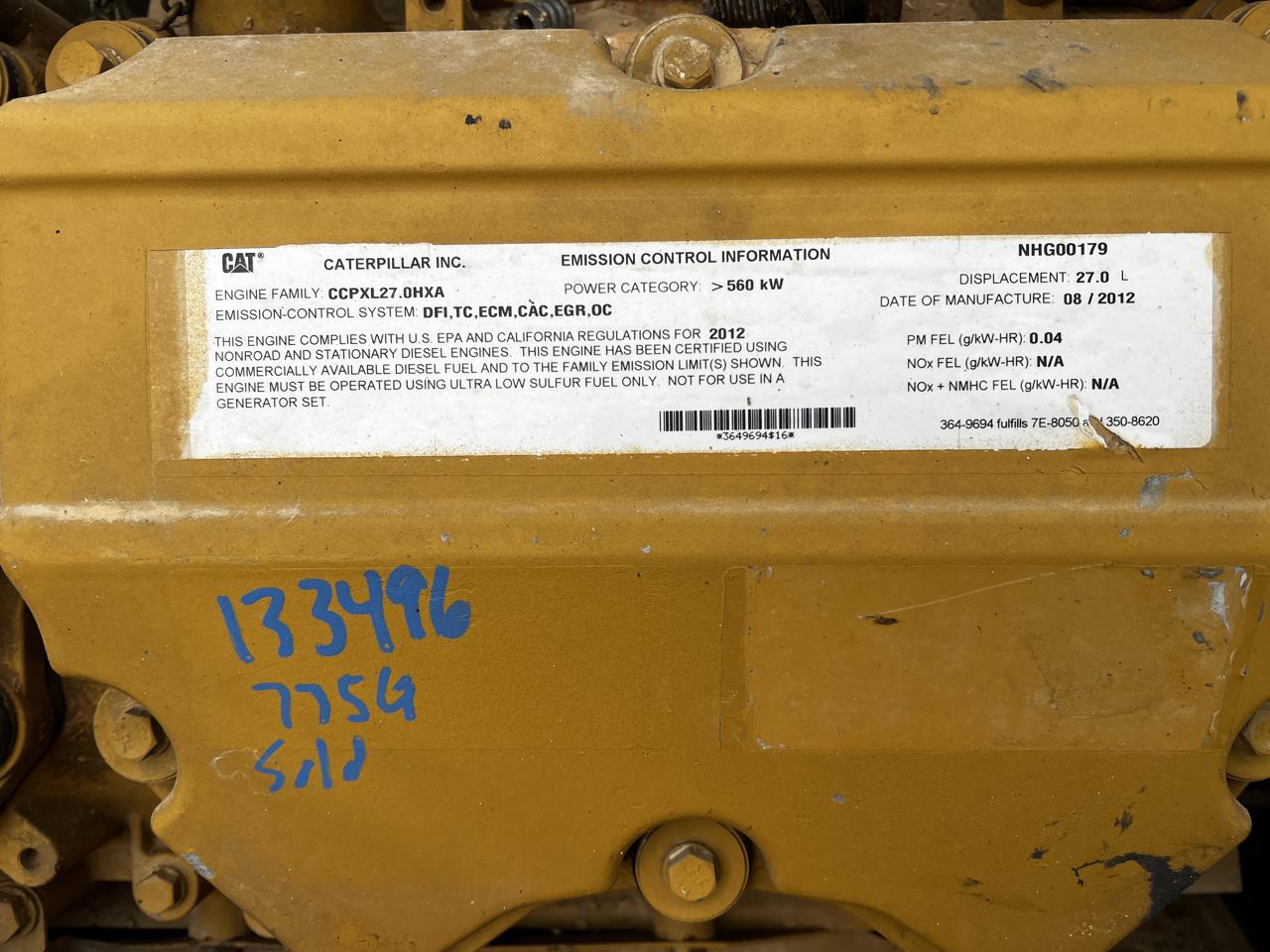 C27 CAT Engie, Good running takeout of 775 G off road haul truck, US EPA Tier 4, Rebuild by ...